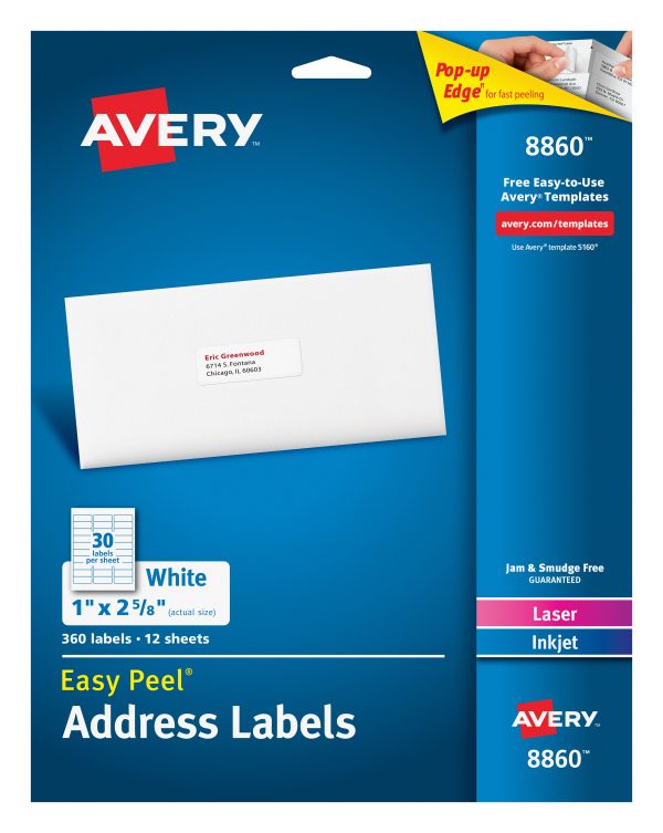Avery Easy Peel Address Labels 360 Labels (08860) | Avery.com
