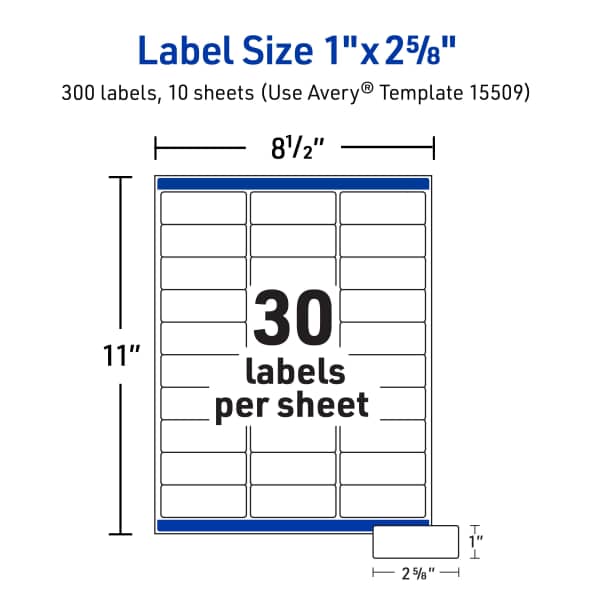 Waterproof Address Labels, 1" x 2-5/8" 15509 | Avery