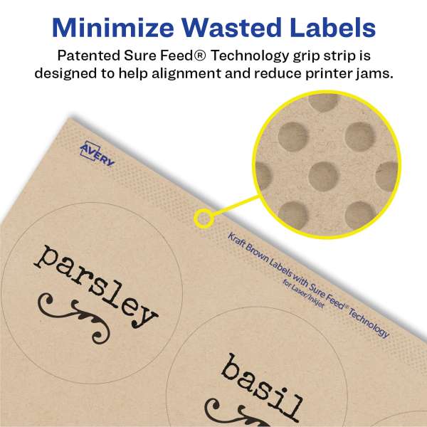 Kraft Brown Labels, 2.5" Diameter, 90 Total 22818 | Avery
