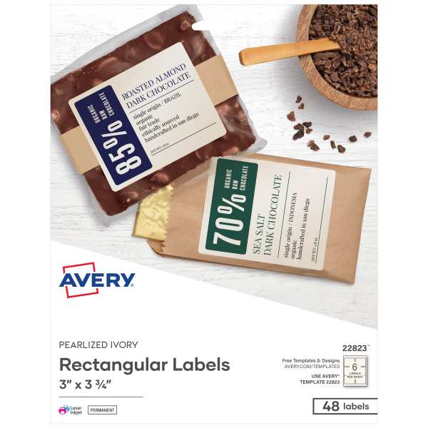 3" x 3-3/4" Rectangle Labels, Pearlized Ivory 22823 | Avery.com
