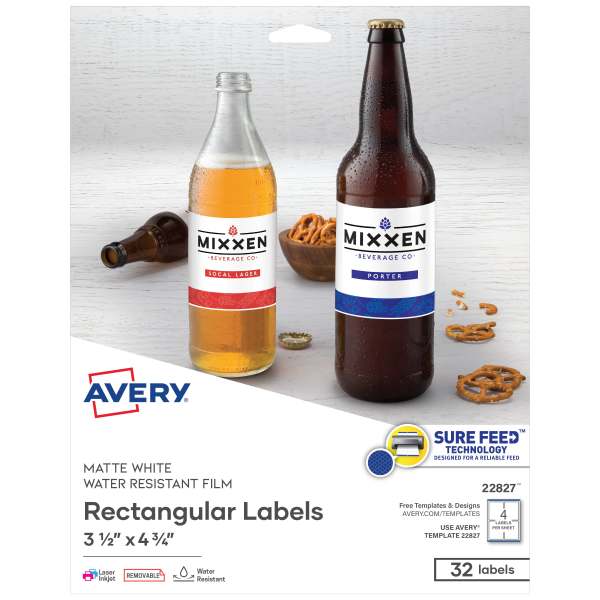 3-1/2" x 4-3/4" Water Resistant Rectangle Labels 22827 | Avery.com