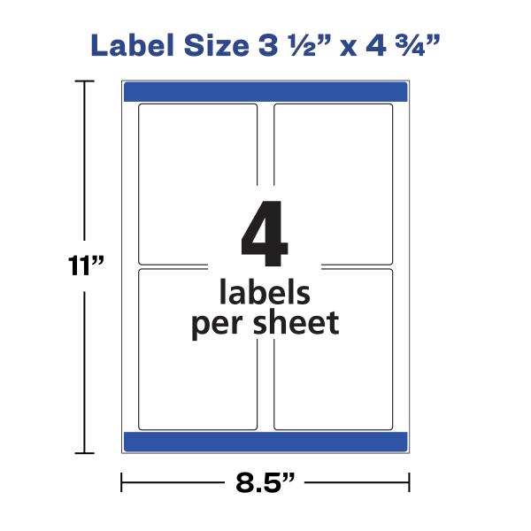 3-1/2" x 4-3/4" Water Resistant Rectangle Labels 22827 | Avery.com
