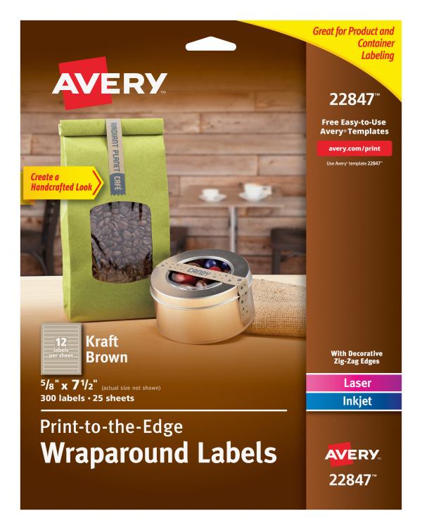 Avery Wraparound Labels Permanent Adhesive 5/8" x 7-1/2", 300 Labels ...
