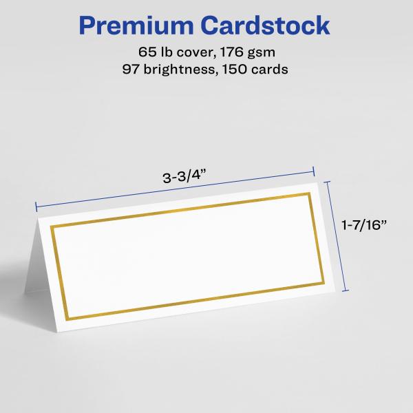 Avery® Gold Border Place Cards with Sure Feed® Technology, 1-7/16" x 3 ...