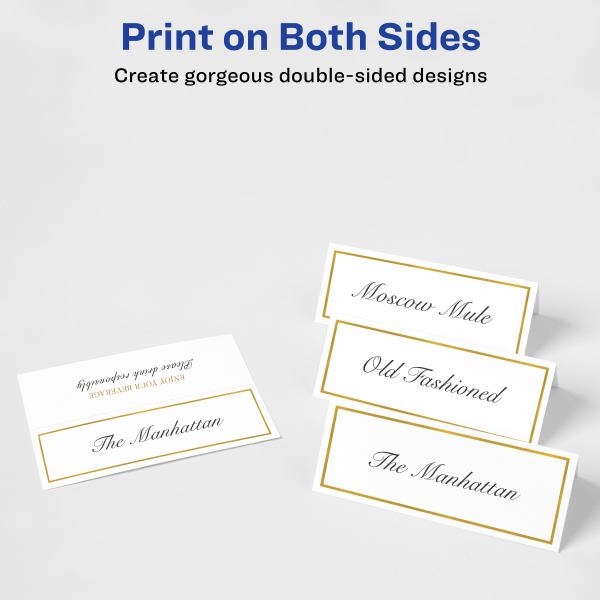 Avery® Gold Border Place Cards with Sure Feed® Technology, 1-7/16" x 3 ...
