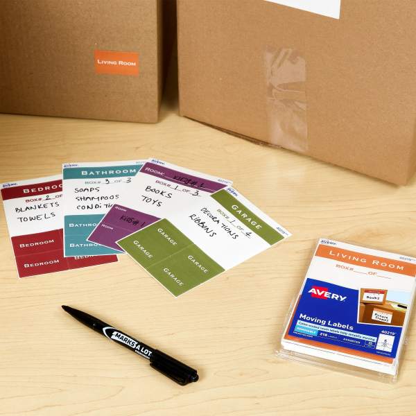 Avery® Moving Labels, Assorted Shapes and Sizes, Removable Labels, Non ...