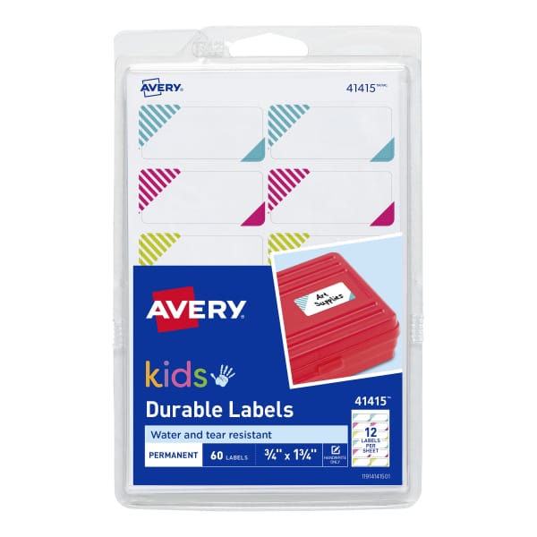 Avery Kids Flexible Durable Labels 3/4" x 1-3/4", 60 Labels (41415 ...