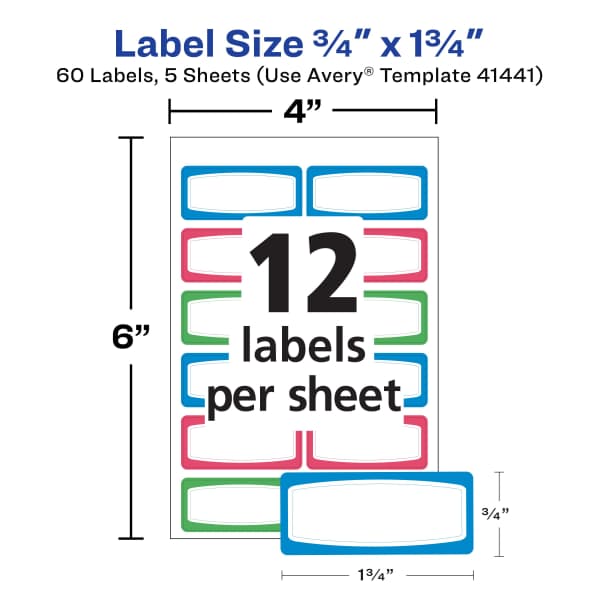 Durable Labels, 3/4" x 1-3/4", 60 Total 41441 | Avery.com