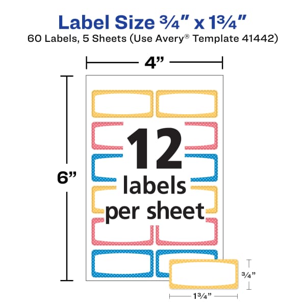 Durable Labels, 3/4" x 1-3/4", 60 Total 41442 | Avery.com