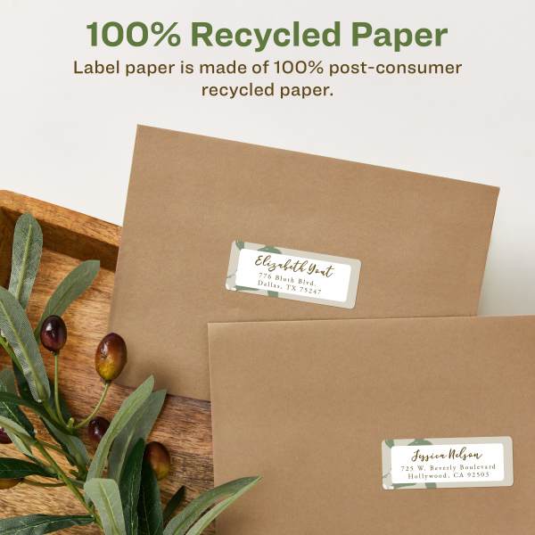 Avery® EcoFriendly Recycled Address Labels, 1" x 2-5/8", White ...