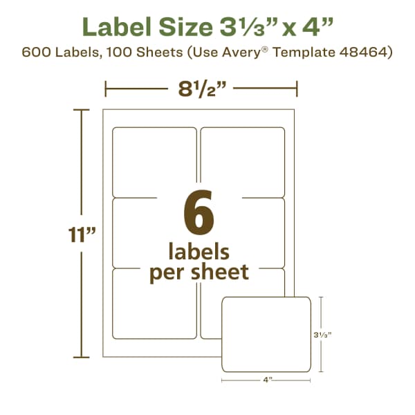 EcoFriendly Shipping Labels, 3-1/3" x 4" 48464 | Avery
