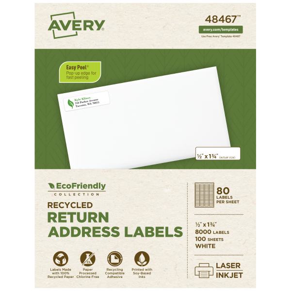 EcoFriendly Return Address Labels, 1/2" x 1-3/4" 48467 | Avery
