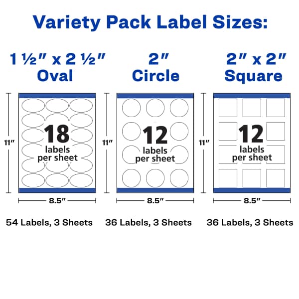 Label Variety Pack, Assorted Shapes and Sizes 80510 | Avery.com