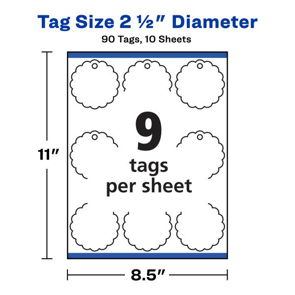 Avery® Scallop Round Tags with Sure Feed, 2-1/2" Diameter, Textured ...