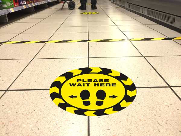 Social Distancing Floor Decals, Yellow & Black 83020 | Avery.com