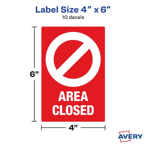 Area Closed Preprinted Table and Chair Decals 83071 | Avery.com