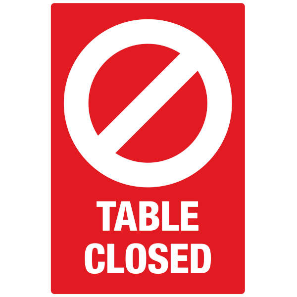 Table Closed COVID-19 Preprinted Decals 83077 | Avery.com