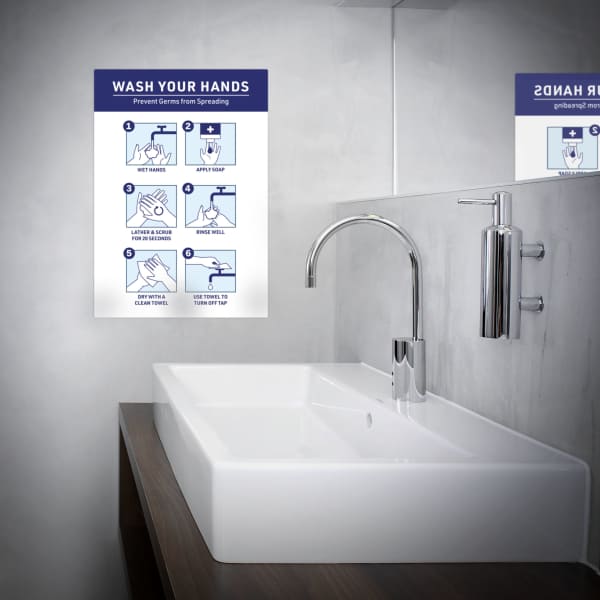 Avery® "Wash Your Hands" Preprinted Surface Safe® Wall Decals, 7" x 10 ...