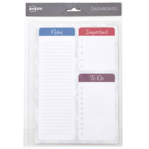 Avery® Dashboard Planner Accessory, 7" x 9", Double-Sided, Wet and Dry ...
