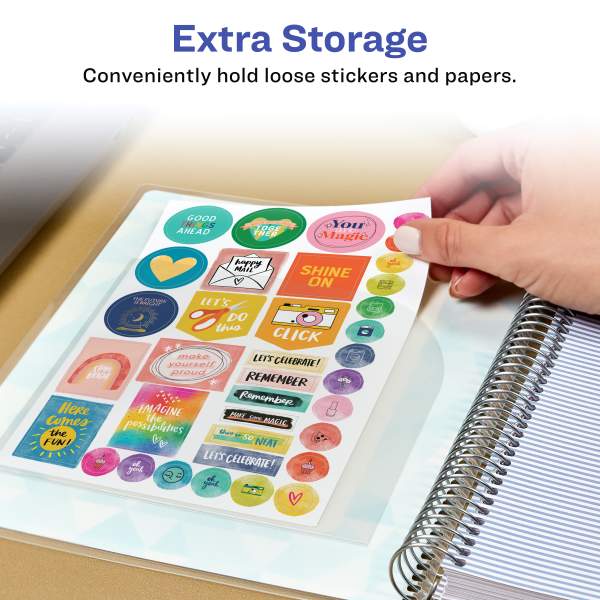 Avery® Corner Pockets, 6" x 6", Translucent Pockets for Planners and ...