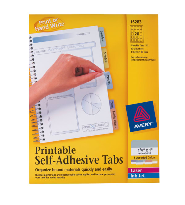 Printable Self-Adhesive Plastic Tabs 16283 | Avery.com