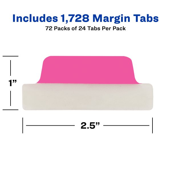 Ultra Tabs®, Neon, 24 Margin Tabs, 2.5" x 1" 74767 | Avery.com