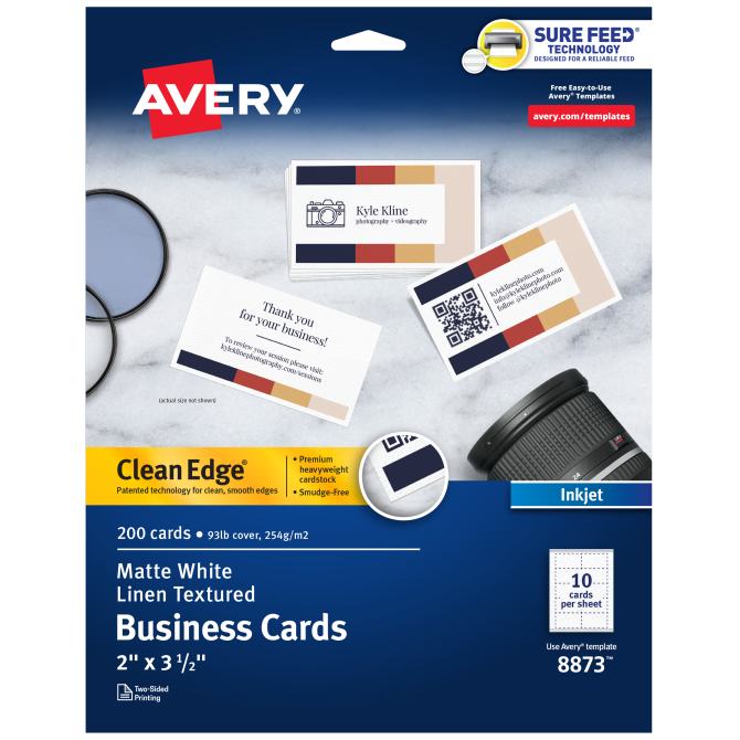 Avery Clean Edge® Printable Business Cards Matte Linen 200 Cards (8873 ...