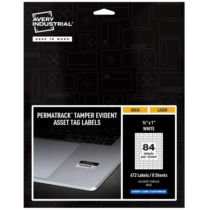 Avery PermaTrack® Tamper-Evident Asset Tag Labels, 1/2" x 1", 672 ...