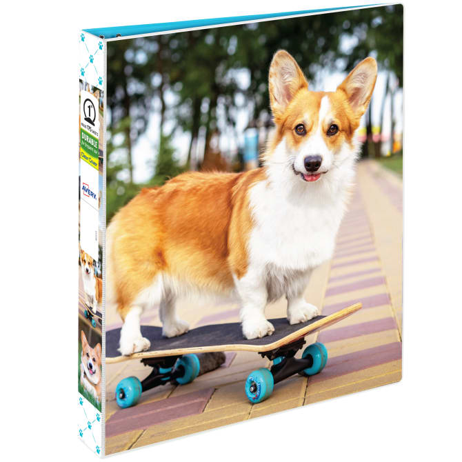 Avery® Friends Binder, Corgi Puppy, 1" Round Rings, 175-Sheet Capacity ...