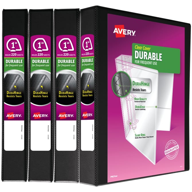 Avery Durable View Binder, 1" Slant Rings, 220-Sheet Capacity ...