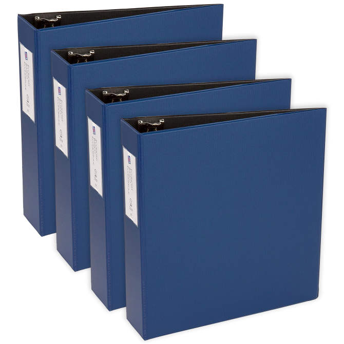 3" Economy 3 Ring Binders, Round Rings, 460-Sheet Capacity, Blue, 4 ...