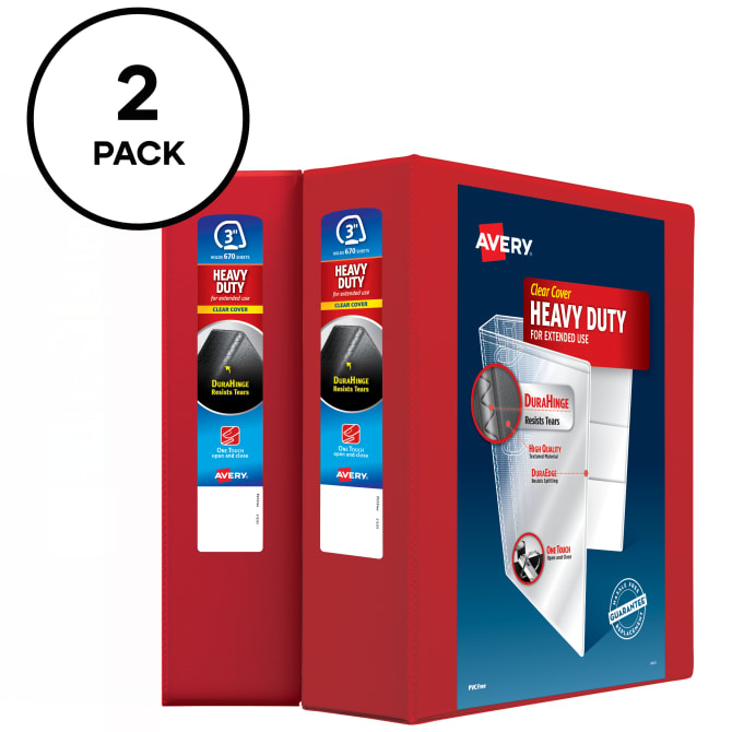 Avery® Heavy-Duty View 3 Ring Binder, 3" One Touch EZD® Rings, 3.5 ...