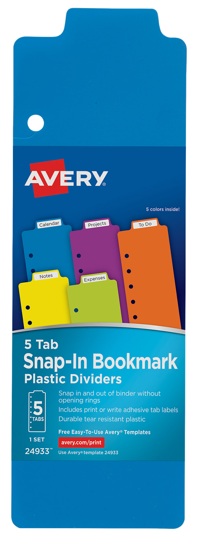Avery Mini Snap-In Plastic Bookmark Dividers,Â 5 Tabs, 1 Set ...
