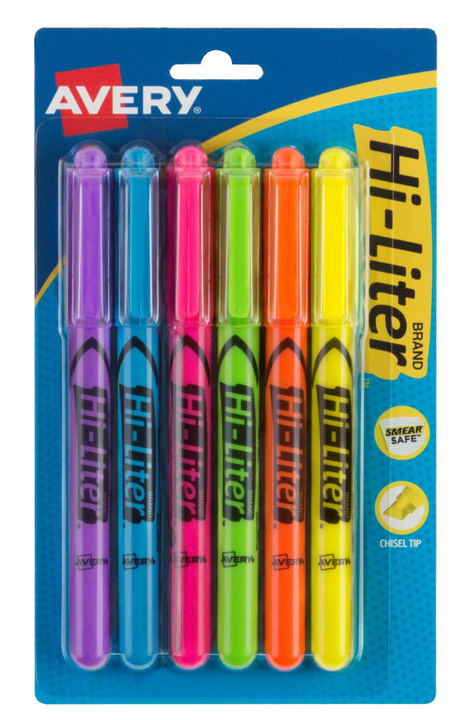 Avery Hi-Liter® Pen-Style Assorted Colors, 6 Highlighters (23585 ...