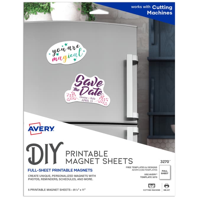 5 Printable Magnet Sheets, 8-1/2" x 11", Matte White (3270) | Avery.com