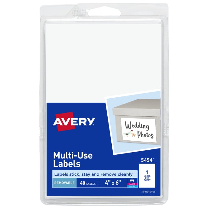 Avery(R) Removable Labels, 4" x 6" Blank Labels, Laser/Inkjet Printable ...