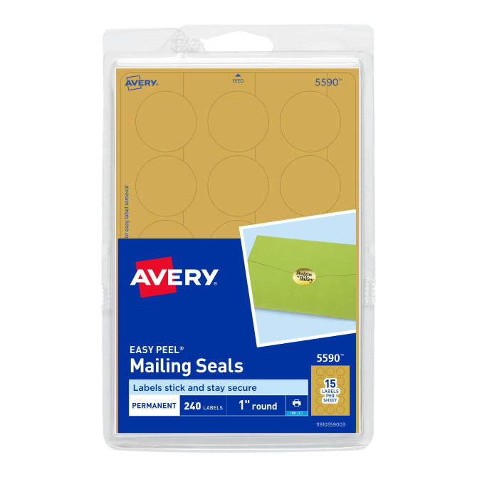 Avery Gold Metallic Mailing Seals 1", 240 Labels (5590) | Avery.com
