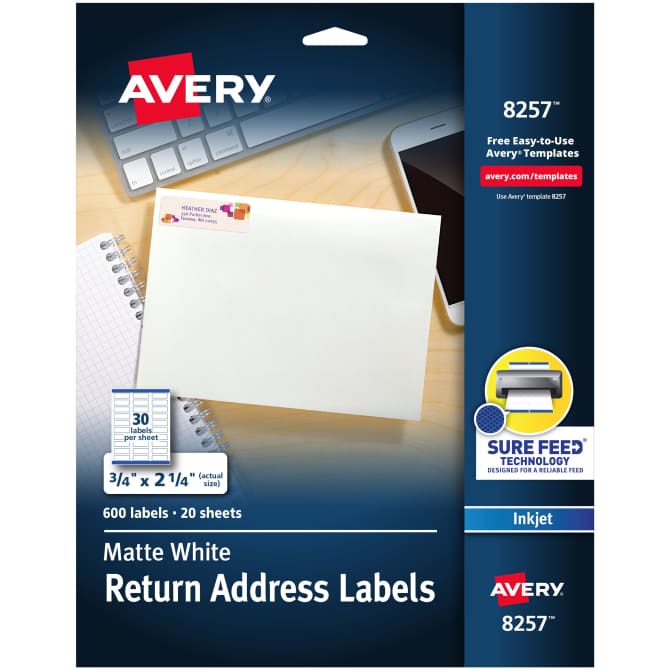 Avery Color Printing Labels Matte 600 Labels (8257) | Avery.com