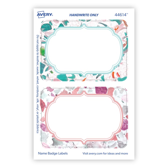Avery Premium Floral Name Tags, Terrazzo, No Lift No Curl, Handwrite ...