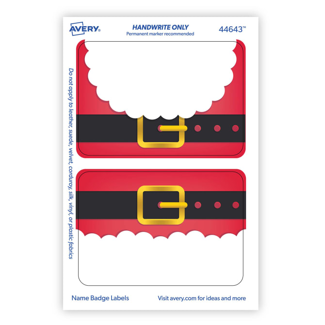 Avery Santa Beard & Belt Name Tags, Christmas Gift Tags, No Lift, No ...