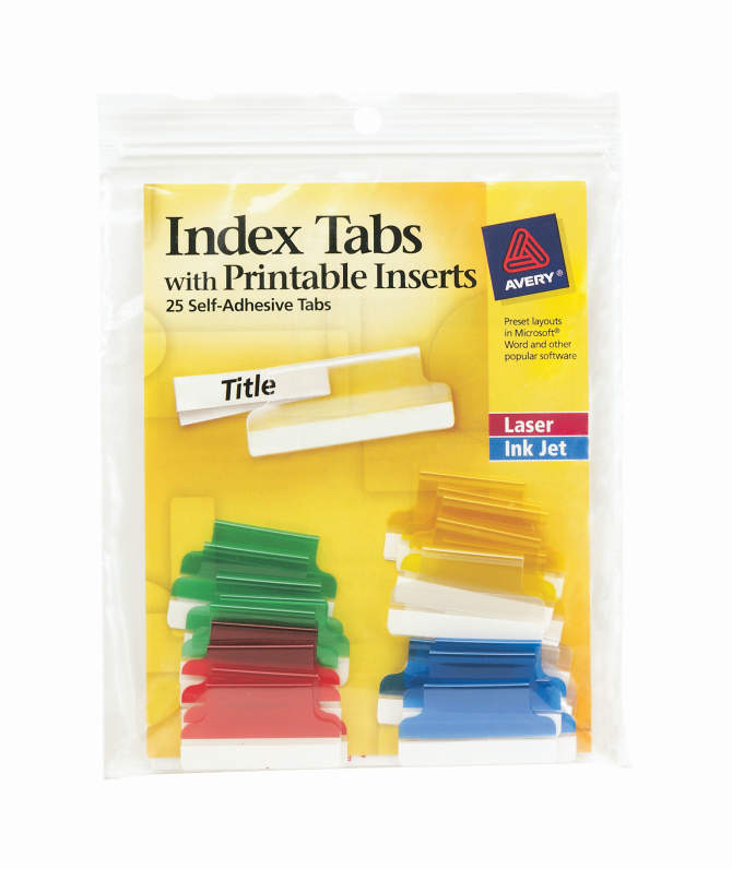Avery Insertable Tabs Printable Inserts Acid-Free, 25 Tabs (16219 ...