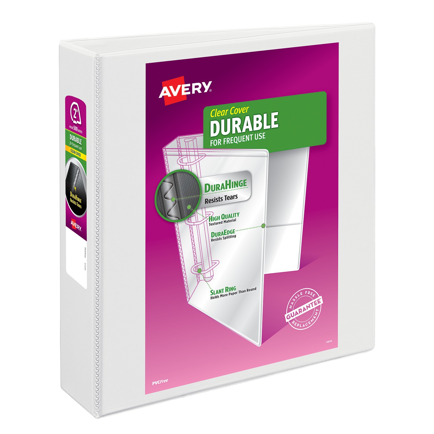 Avery® Durable View 3 Ring Binders, 2" EZD Rings, 1 White Binder (09501 ...