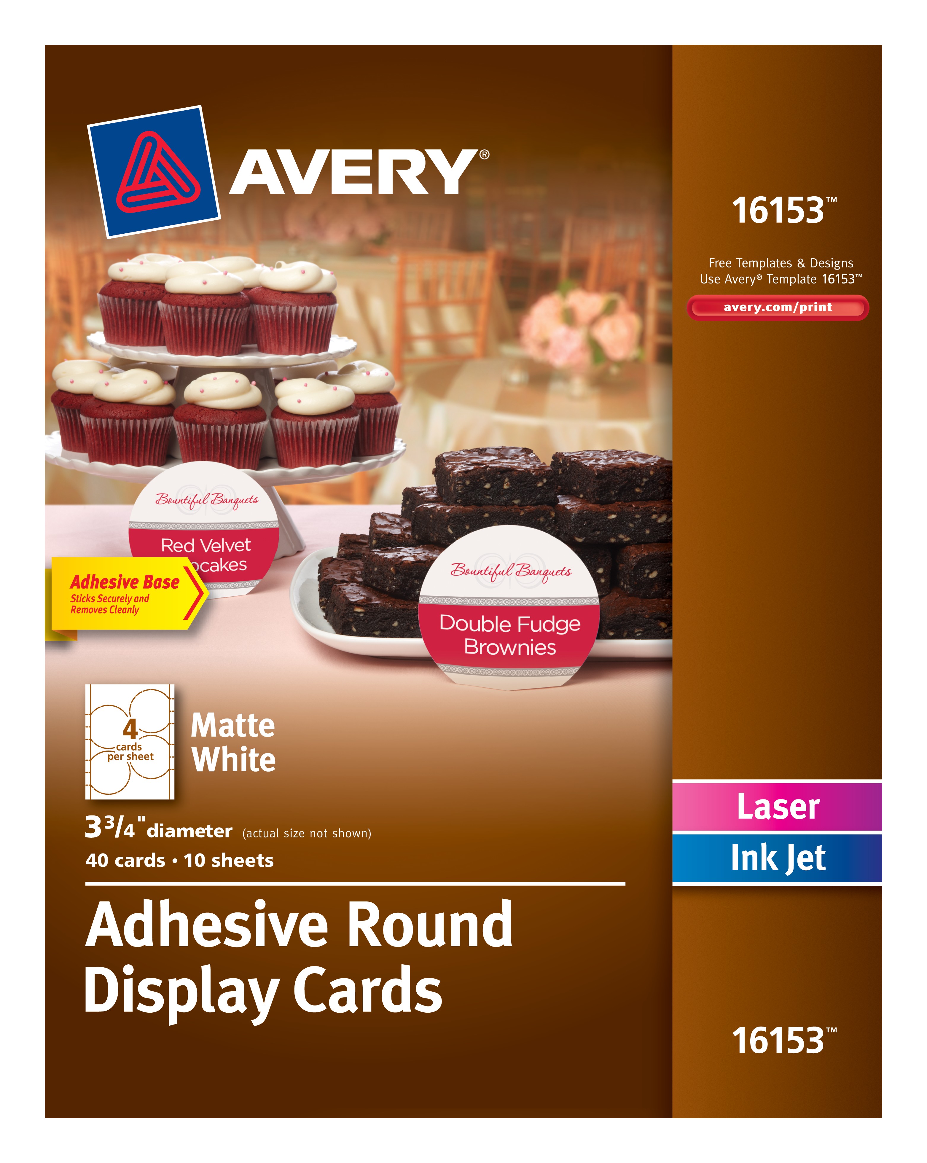 Avery Adhesive Display Cards 3-3/4" Diameter, 40 Cards (16153) | Avery.com