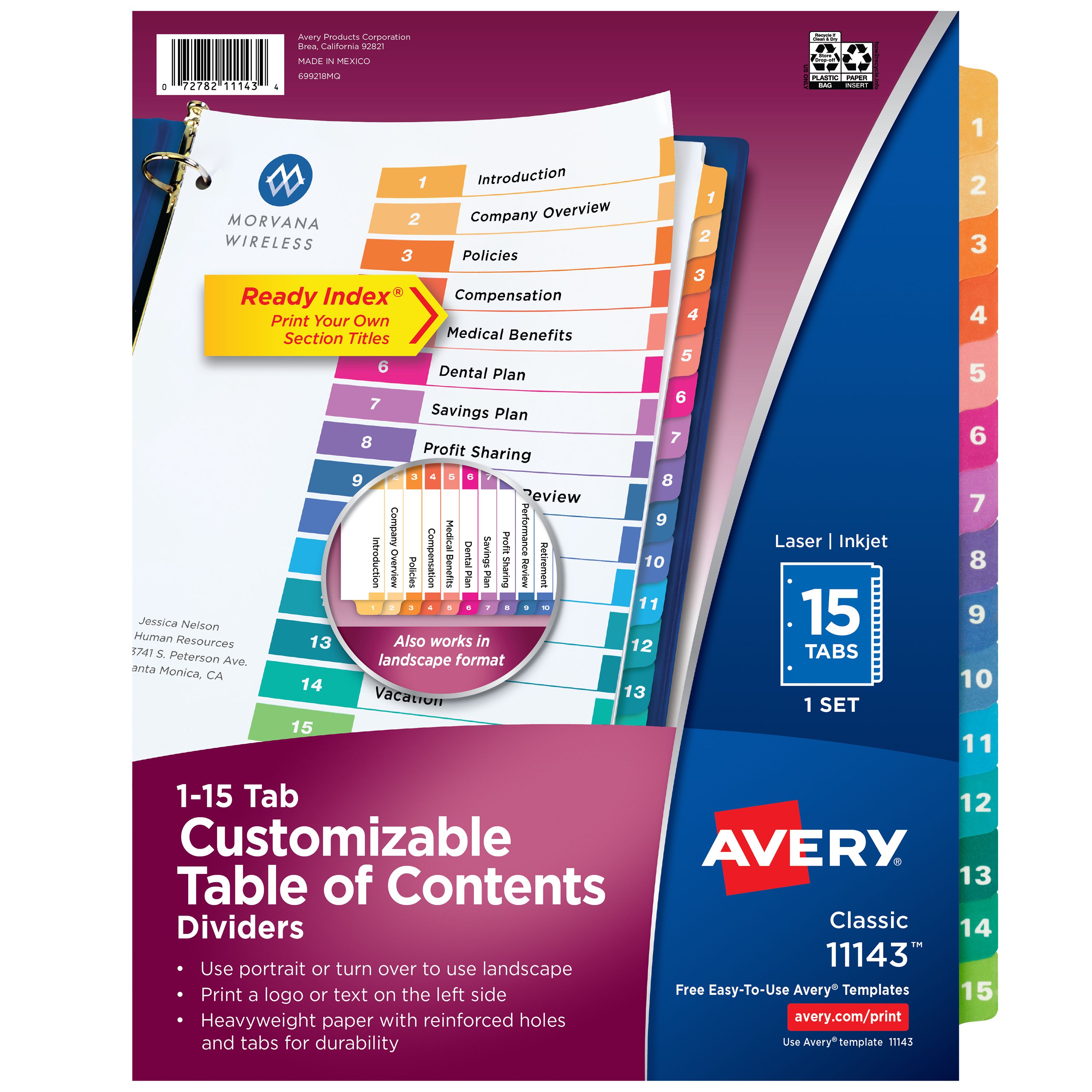 Ready Index® Dividers, 15 Tab Sets 11143 | Avery | Avery