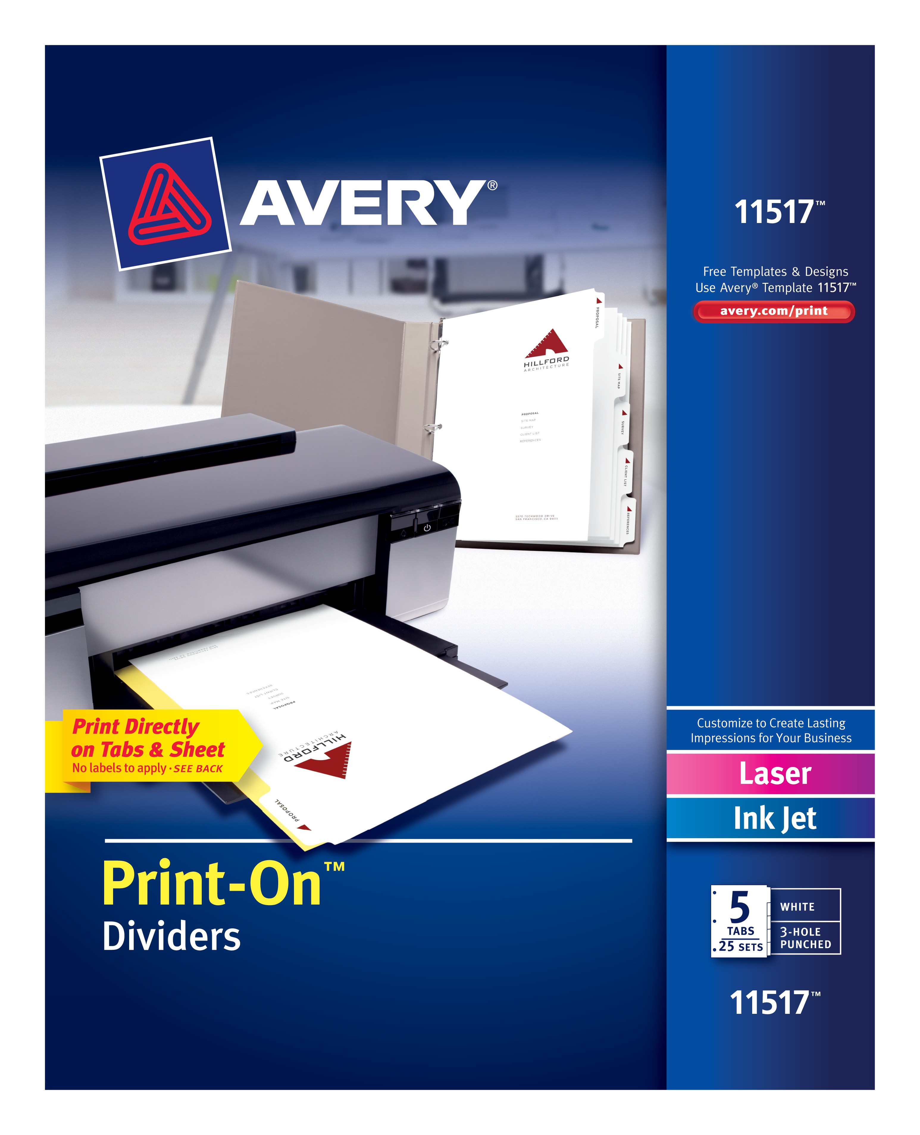 Avery Print-On™ Dividers 25 Sets (11517) | Avery.com