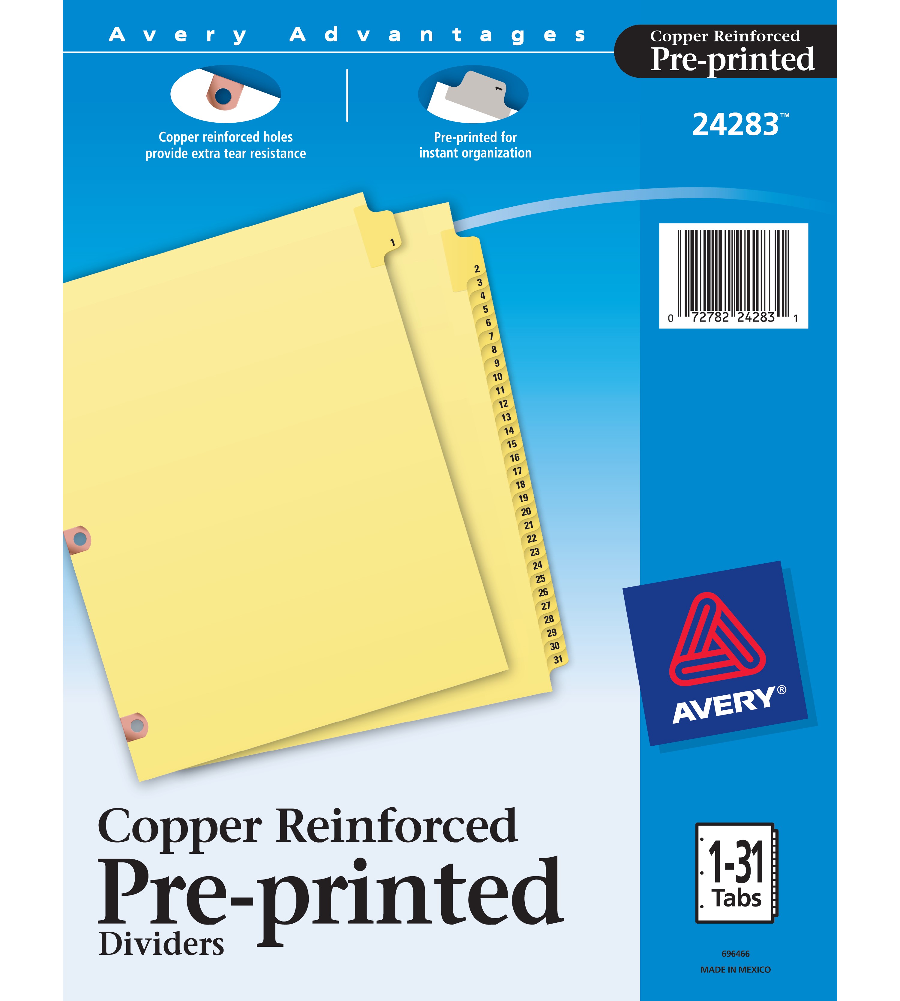 Avery Preprinted Dividers 31-Tab Set, 1-31 (24283) | Avery.com