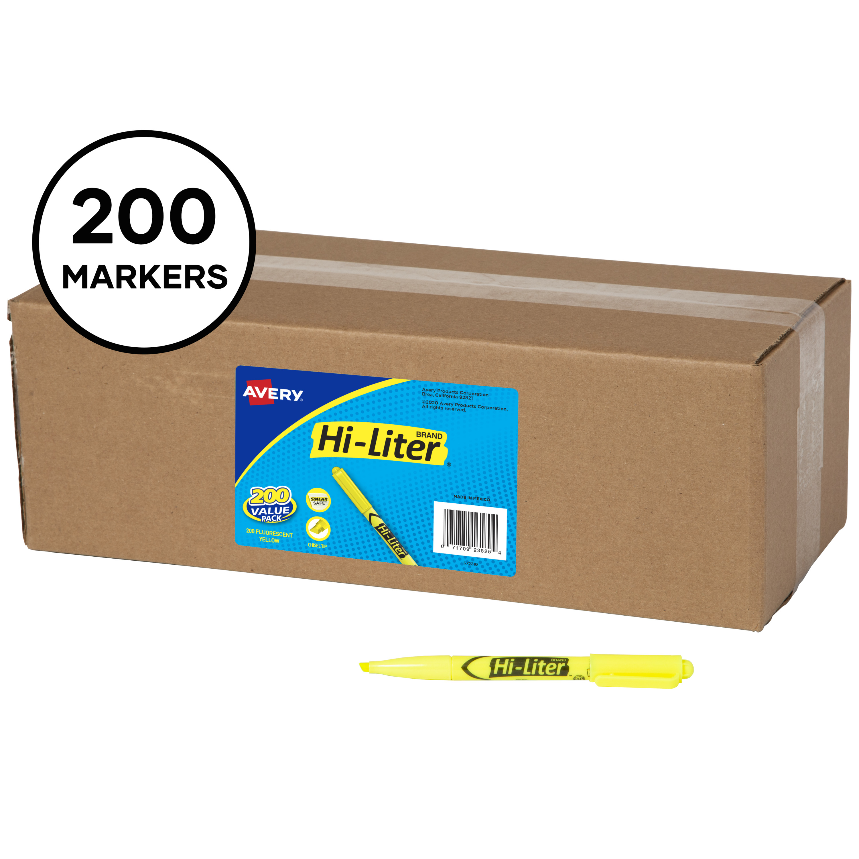 Avery® Hi-Liter Value Pack Pen-Style Highlighters, Smear Safe Ink, 200 ...