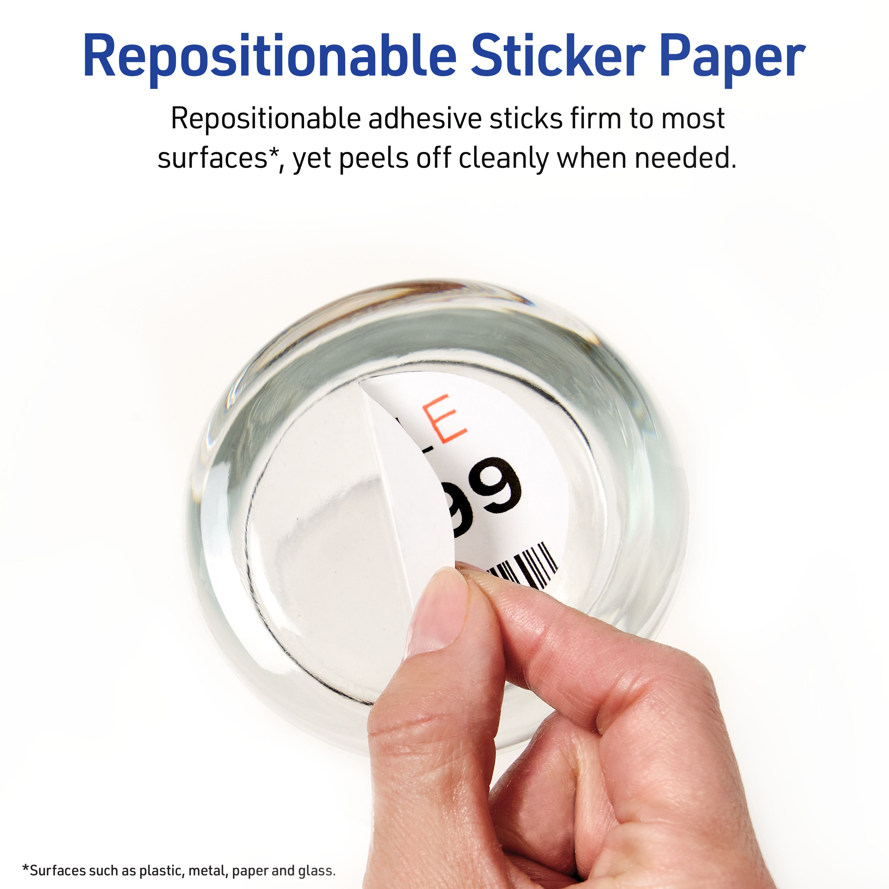 Avery Sticker Paper, Matte White, Repositionable 53202 | Avery | Avery