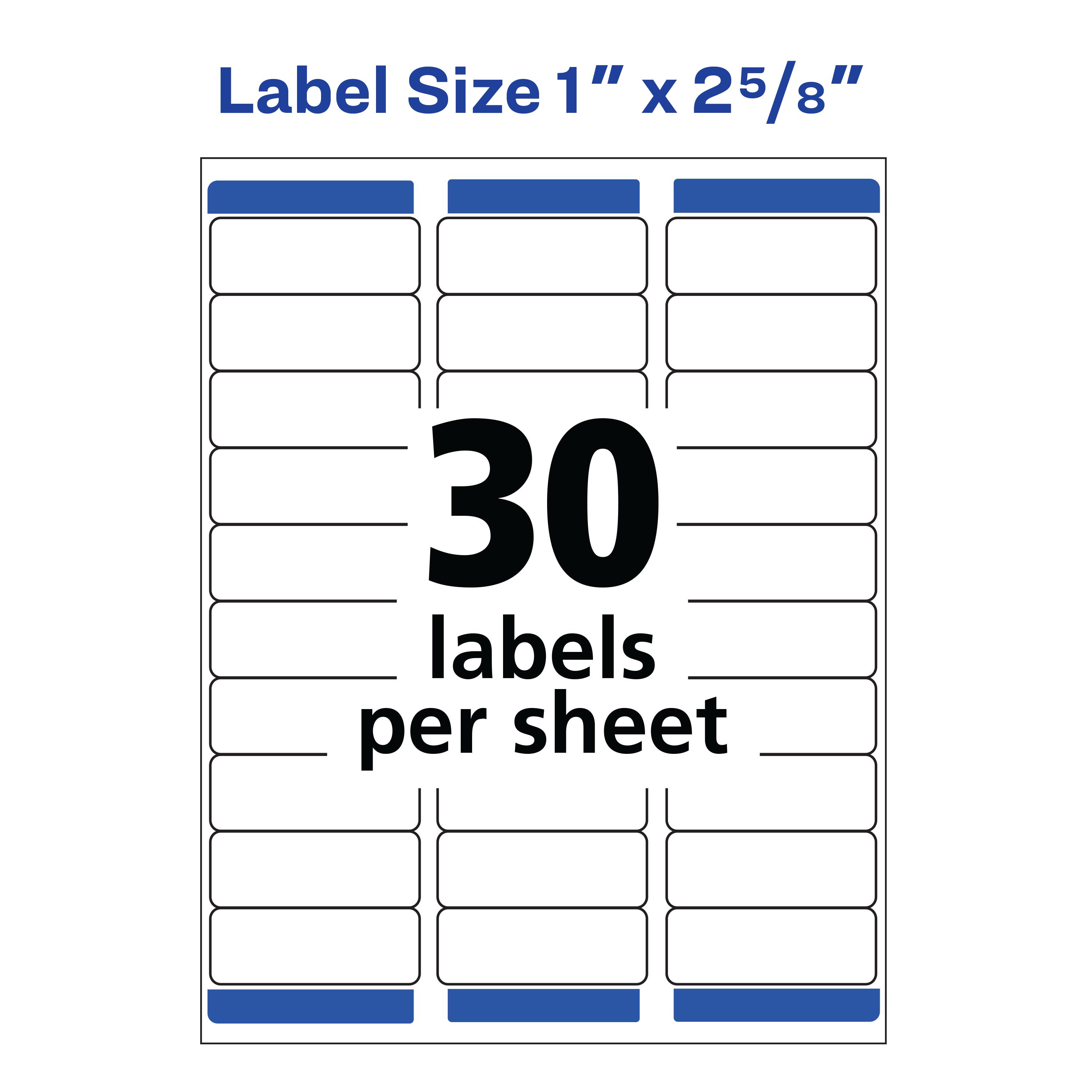 White Removable Labels with Sure Feed, 1" x 2 5/8" 6460 | Avery | Avery