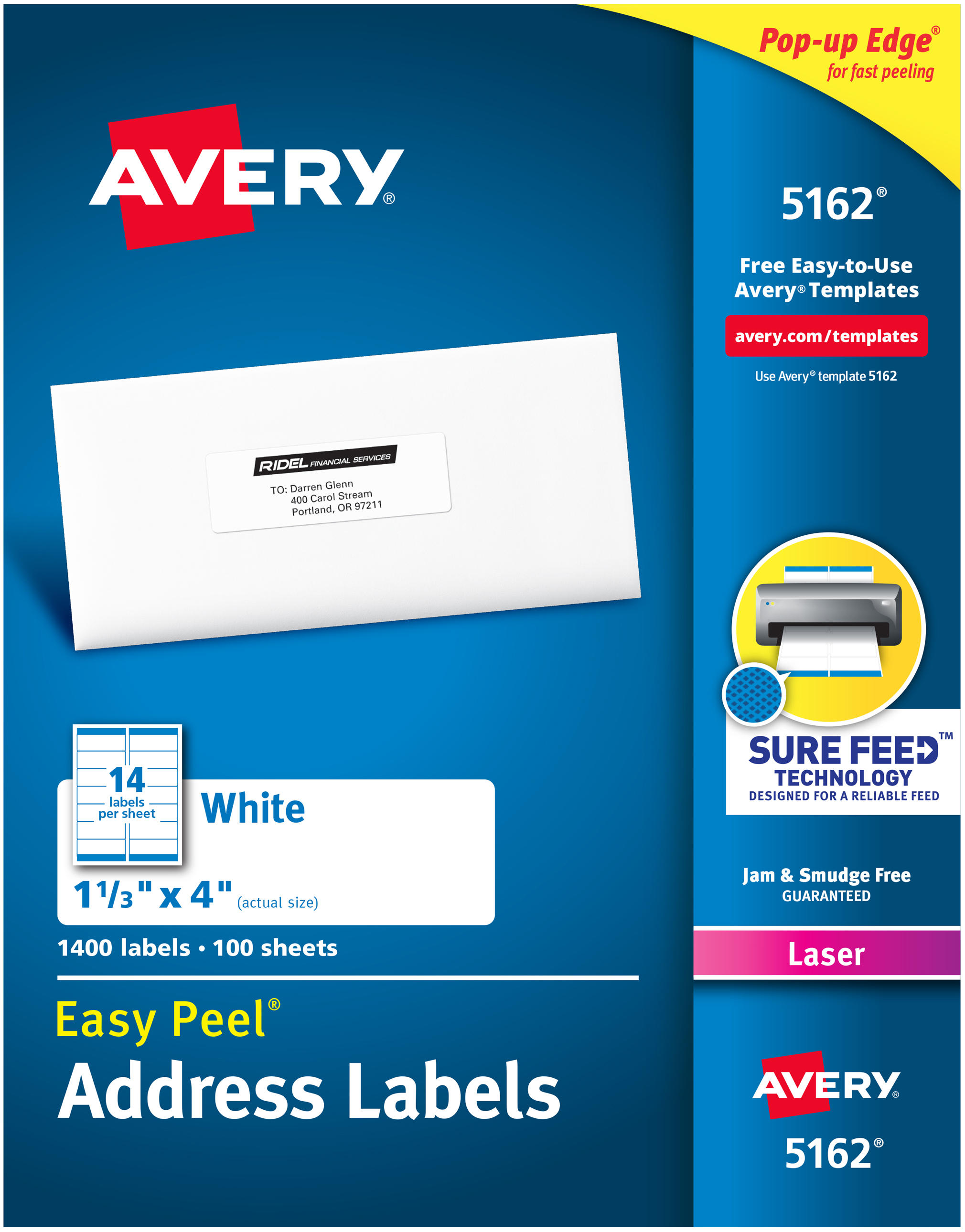 Avery Easy Peel Address Labels 1-1/3" x 4" 1,400 Labels (5162) | Avery.com